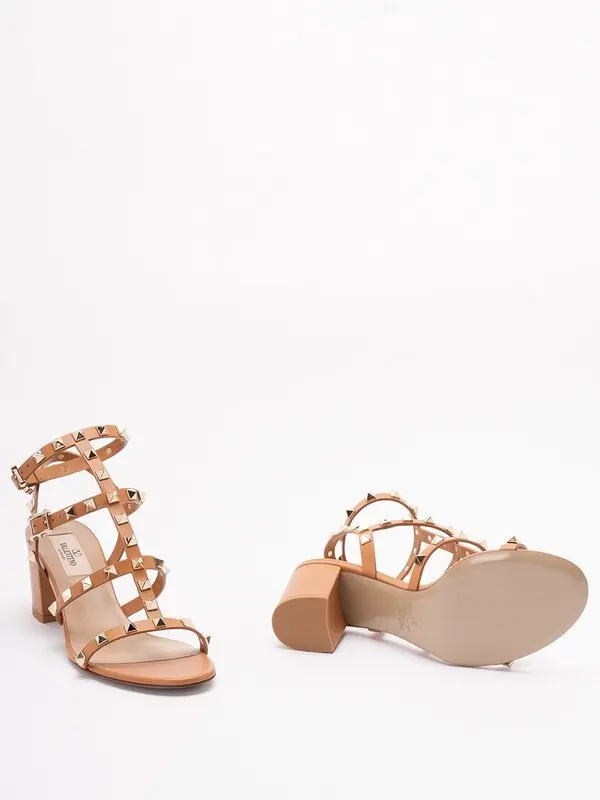 Valentino Garavani Rockstud Leather Heeled Sandals - Multicolor