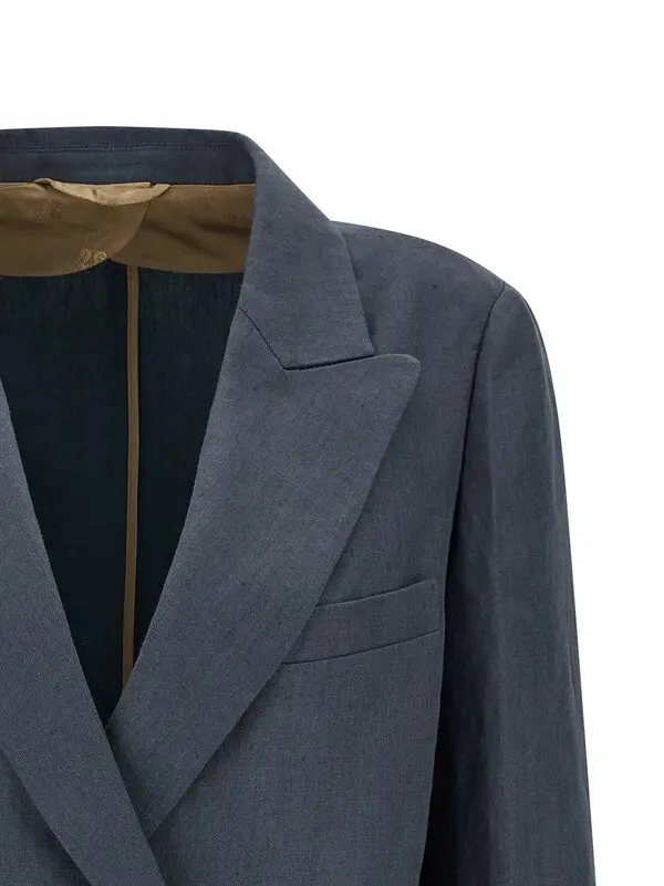 BLAZÉ MILANO Double-breasted Peak Lapel Linen Blazer