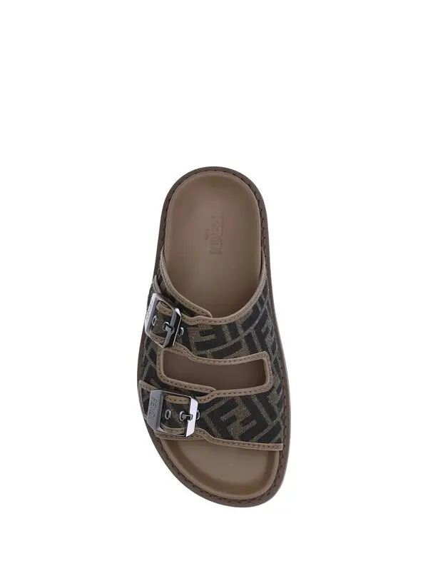 Fendi Ff Pattern Slip-on Sandals - Brown