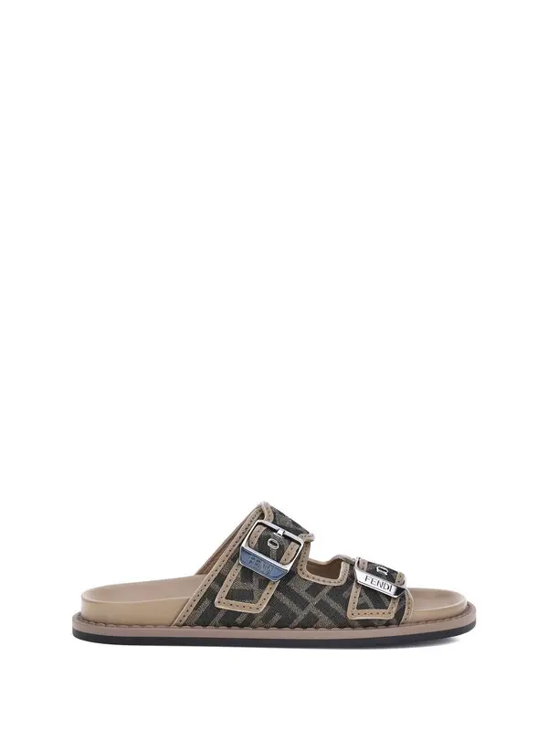 Fendi Ff Pattern Slip-on Sandals - Brown
