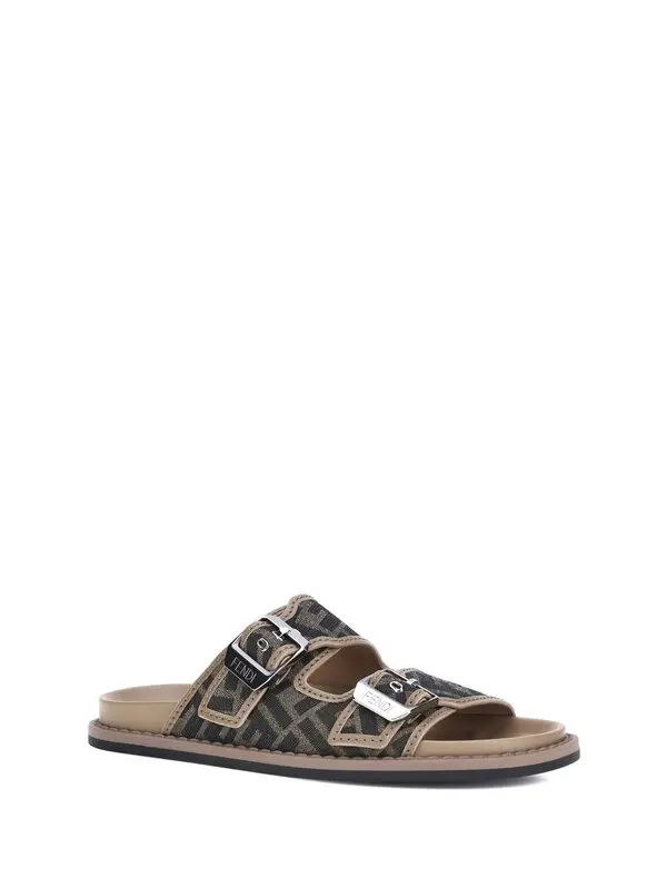 Fendi Ff Pattern Slip-on Sandals - Brown