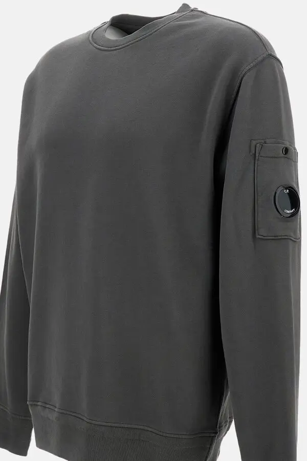 C.P. COMPANY Diagonal Fleece Crewneck Sweatshirt With Lens Detail - Multicolor