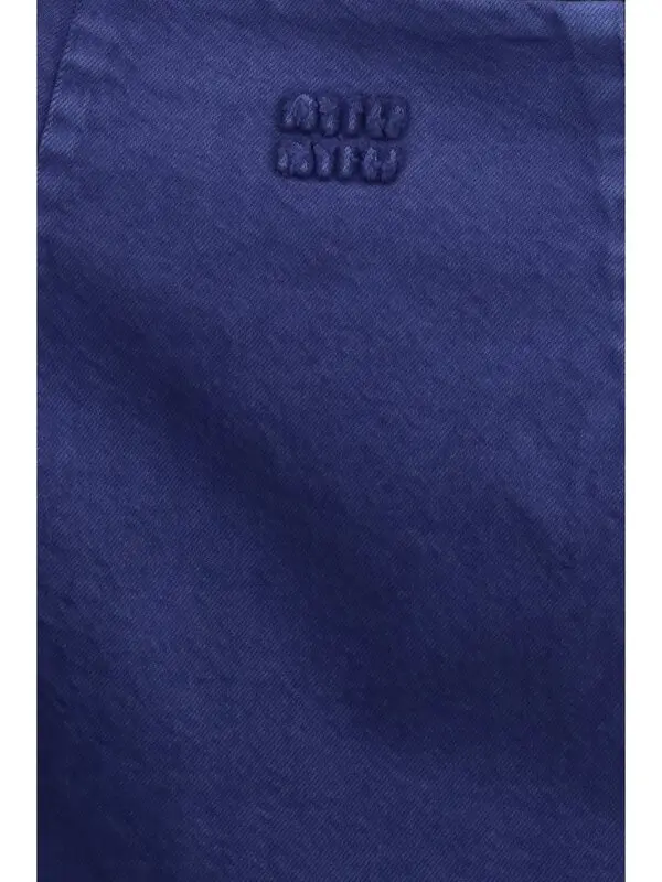 Miu Miu Halter Neck Cotton Dress With Logo Patch