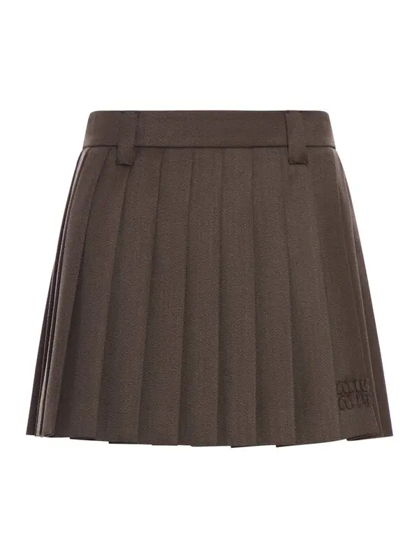 Miu Miu Pleated Mini Skirt In Cotton