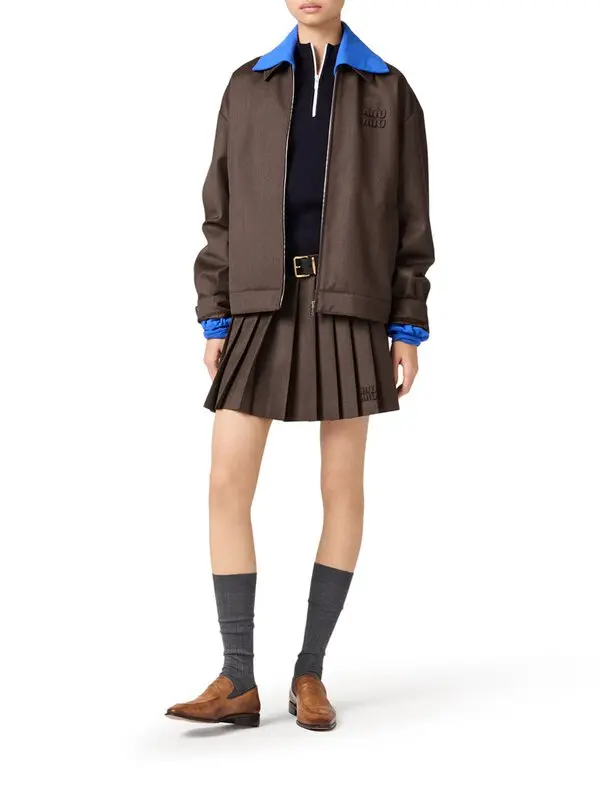 Miu Miu Pleated Mini Skirt In Cotton