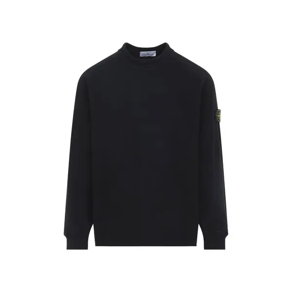Stone Island Cotton Sweatshirt With Logo Patch - Black