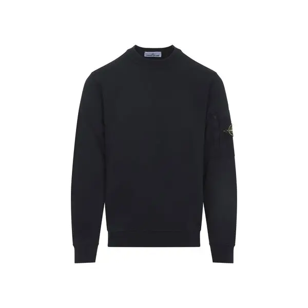 Stone Island Cotton Sweatshirt With Logo Patch - Blue