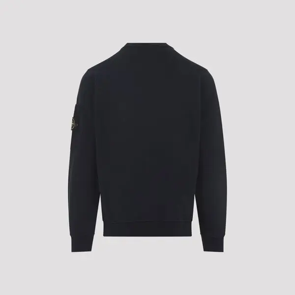 Stone Island Cotton Sweatshirt With Logo Patch - Blue