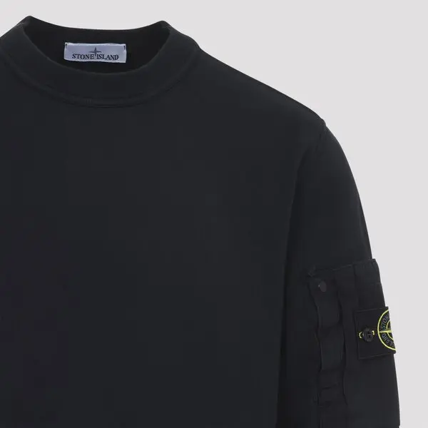 Stone Island Cotton Sweatshirt With Logo Patch - Blue