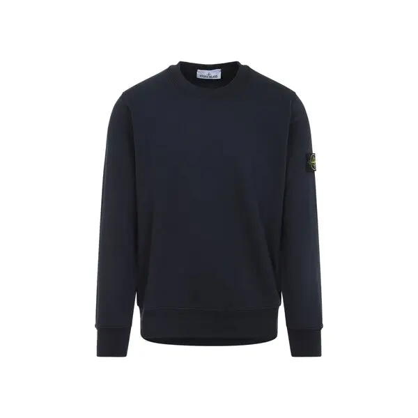 Stone Island Cotton Sweatshirt With Logo Patch - Blue