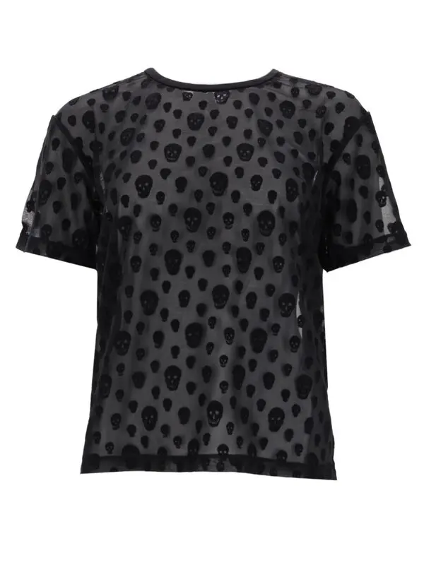 Alexander McQueen Short Sleeve T-shirt With Skull Pattern - Black