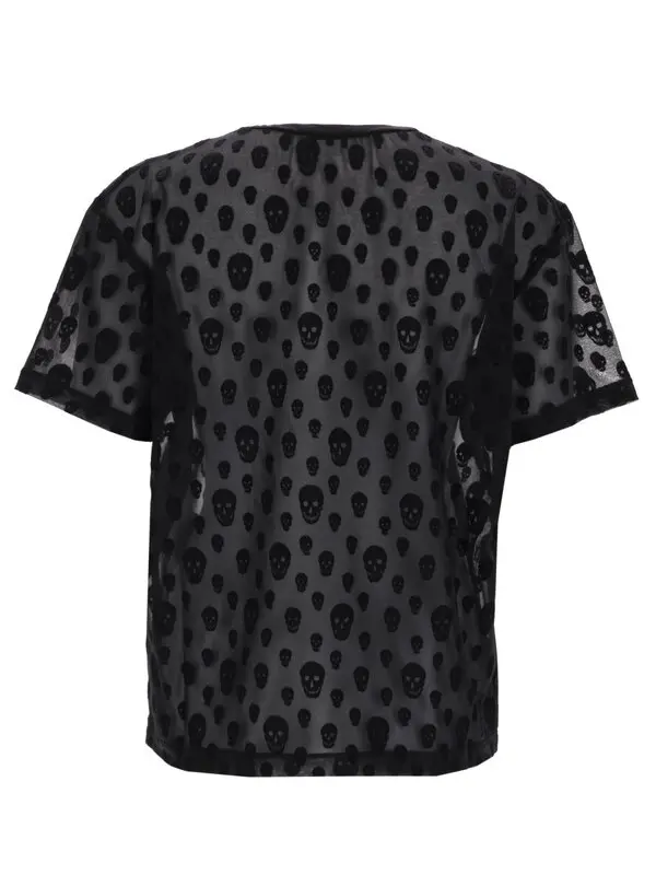 Alexander McQueen Short Sleeve T-shirt With Skull Pattern - Black