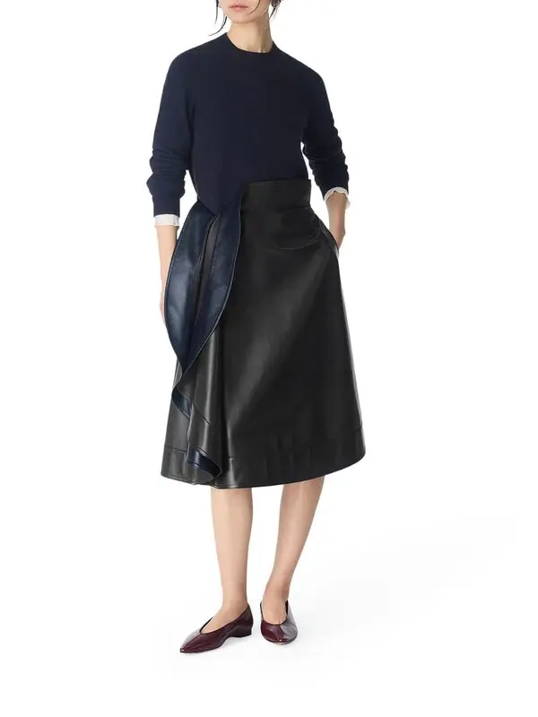 Bottega Veneta Leather A-line Skirt With Ruffle Detail