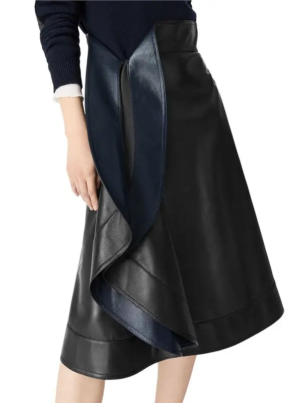 Bottega Veneta Leather A-line Skirt With Ruffle Detail