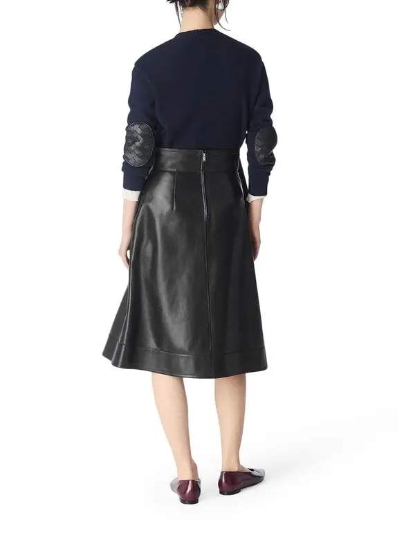 Bottega Veneta Leather A-line Skirt With Ruffle Detail