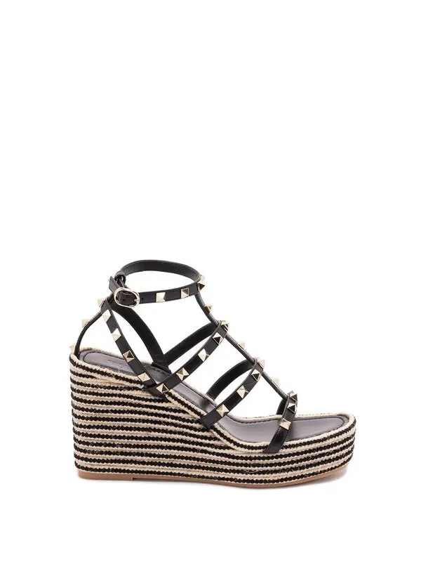 Valentino Garavani Rockstud Torchon Wedge Espadrilles - Multicolor