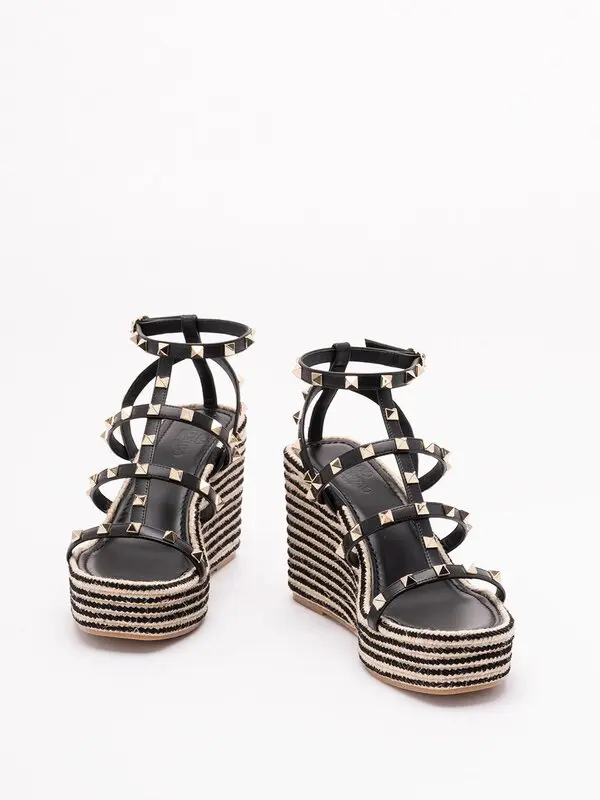Valentino Garavani Rockstud Torchon Wedge Espadrilles - Multicolor