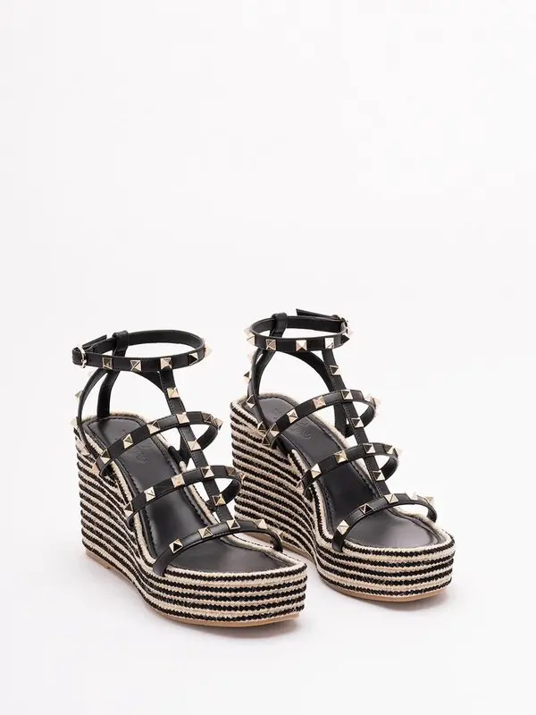 Valentino Garavani Rockstud Torchon Wedge Espadrilles - Multicolor