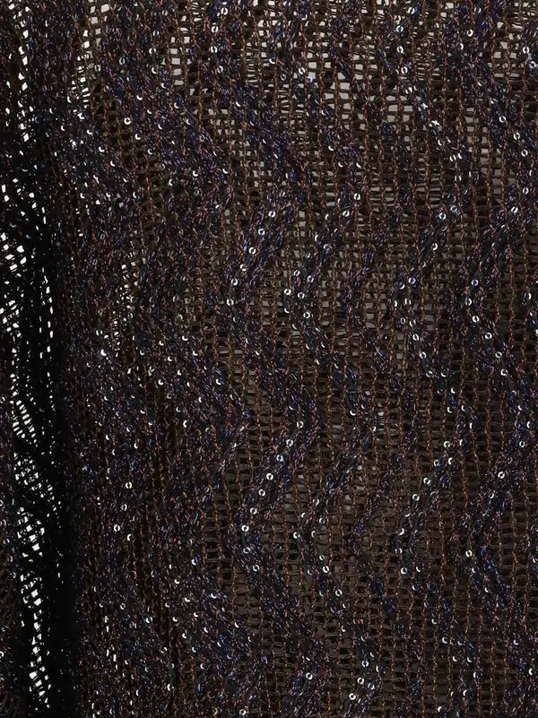 Missoni Viscose Top With Chevron Pattern And Sequin Detail - Brown