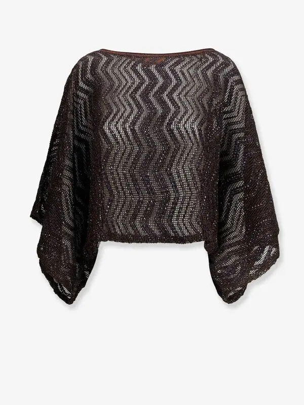 Missoni Viscose Top With Chevron Pattern And Sequin Detail - Brown