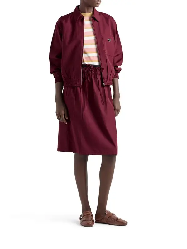 Prada Cotton Poplin Midi Skirt With Drawstring Waist - Multicolor
