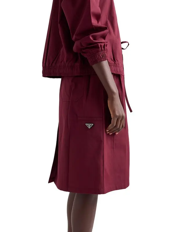 Prada Cotton Poplin Midi Skirt With Drawstring Waist - Multicolor