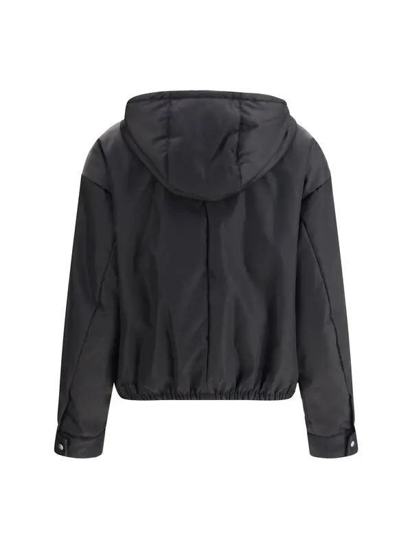 Prada Re-nylon Cropped Jacket With Drawstring Hood