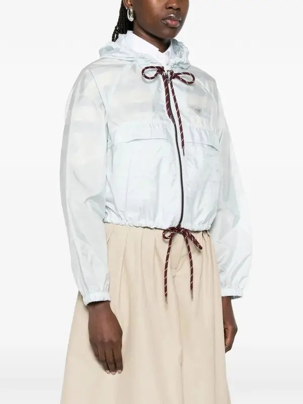 Prada Re-nylon Cropped Jacket With Drawstring Hood - Multicolor