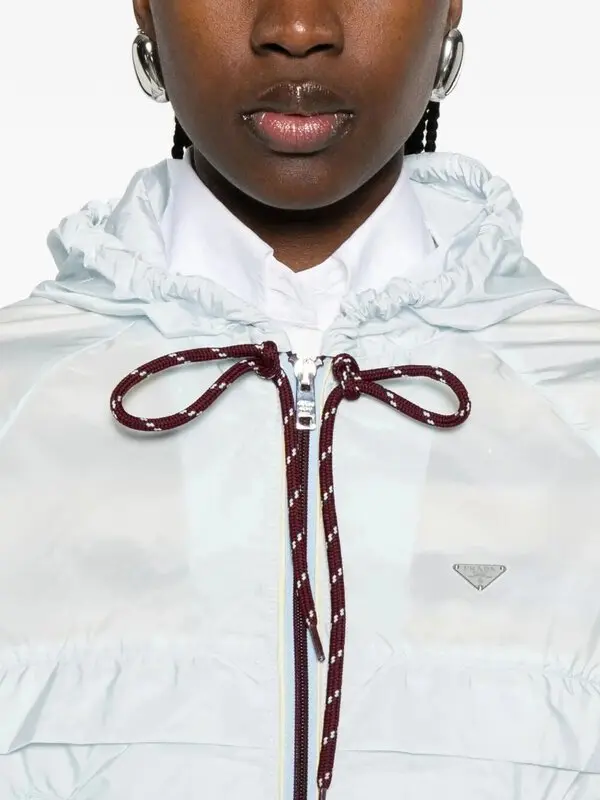 Prada Re-nylon Cropped Jacket With Drawstring Hood - Multicolor