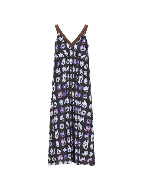 Prada Viscose Floral Print V-neck Sleeveless Maxi Dress