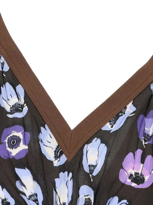 Prada Viscose Floral Print V-neck Sleeveless Maxi Dress
