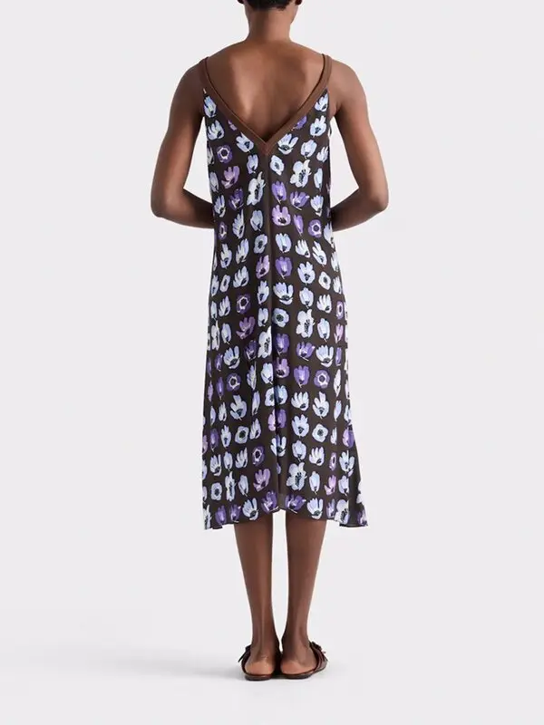 Prada Viscose Floral Print V-neck Sleeveless Maxi Dress