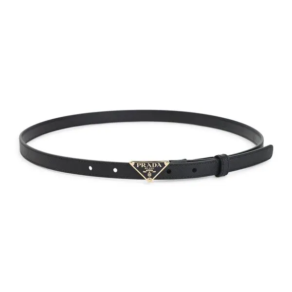 Prada Calf Leather Skinny Belt - Black