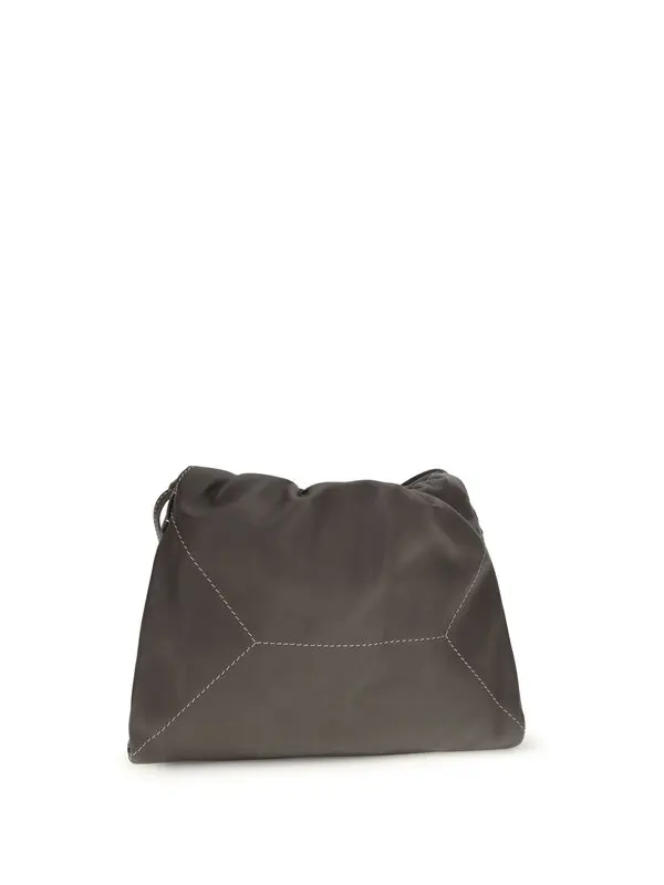 Brunello Cucinelli Leather Shoulder Bag With Drawstring Closure - Brown