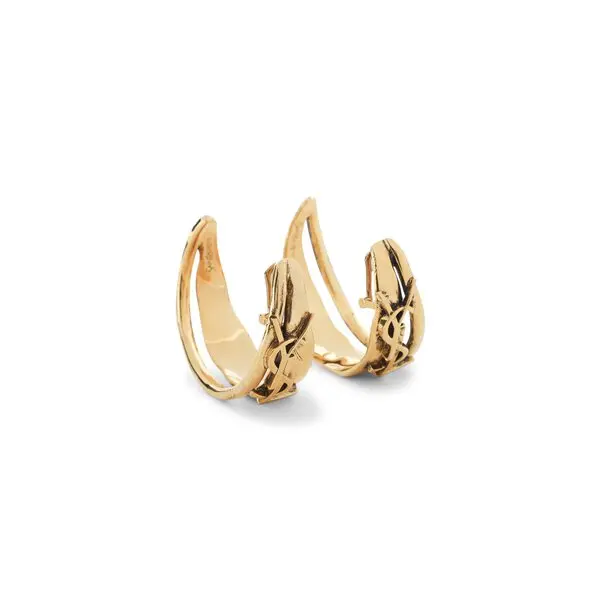 Saint Laurent Creole Charm Cassandre Earrings - Silver