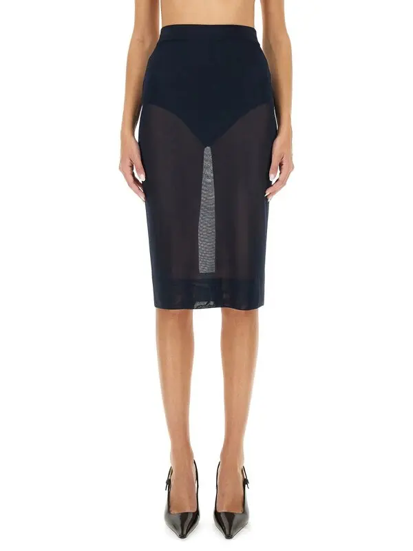 Saint Laurent Knit Pencil Skirt - Blue