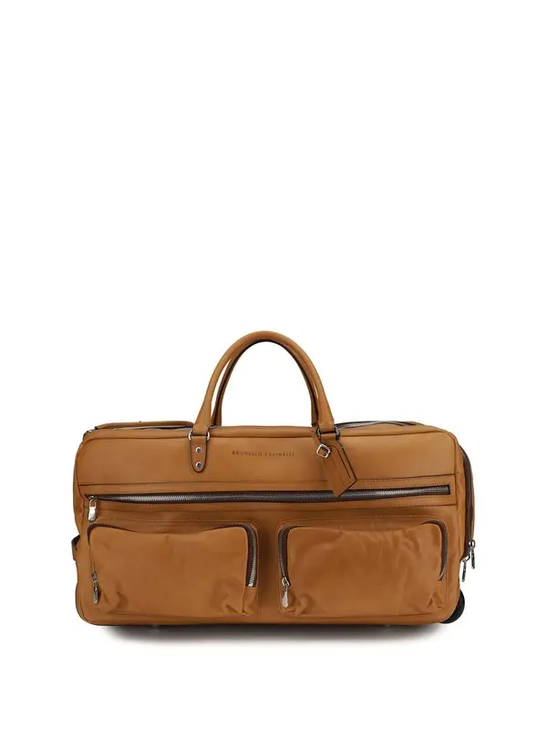 Brunello Cucinelli Leather Trolley Travel Bag - Brown
