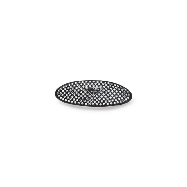 Prada Embellished Brass Hair Clip - Silver