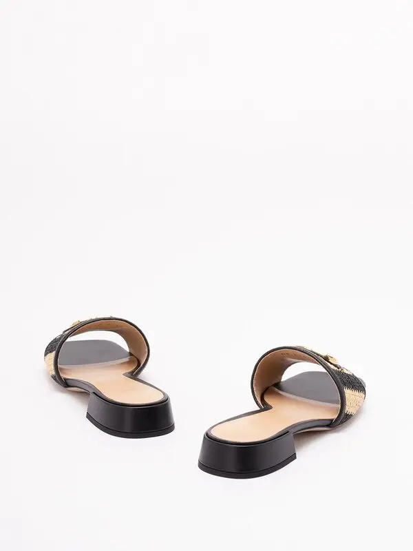 Valentino Garavani Vlogo Signature Raffia Slides - Multicolor