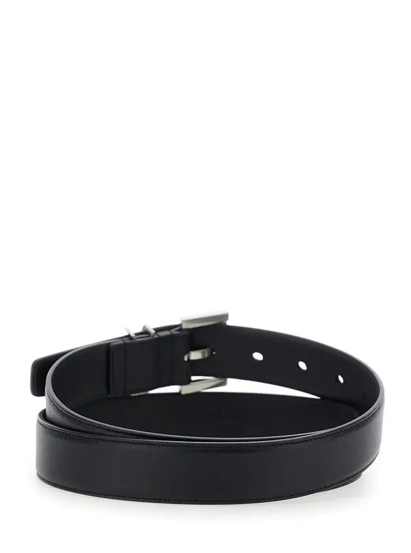 Saint Laurent Cassandre Plate Belt - Black