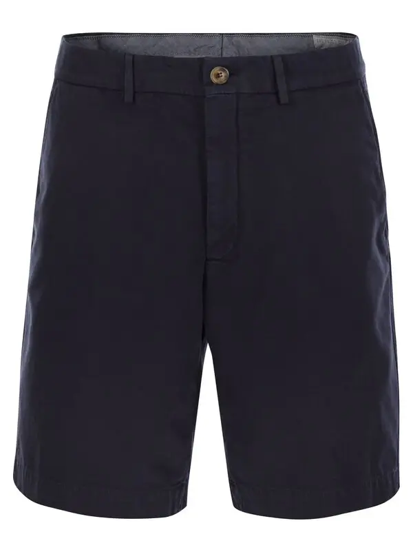 Brunello Cucinelli Cotton Gabardine Bermuda Shorts - Blue
