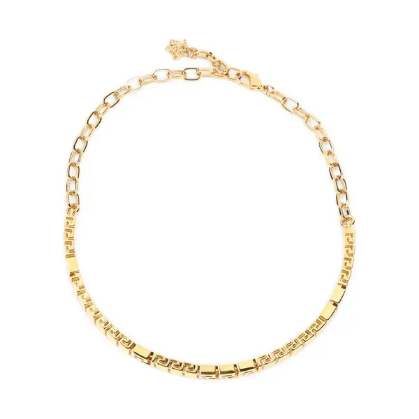 Versace Gold Brass Greek Motif Choker - Silver
