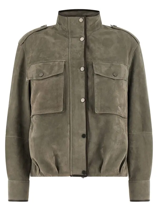 Brunello Cucinelli Couture Suede Jacket - Gray