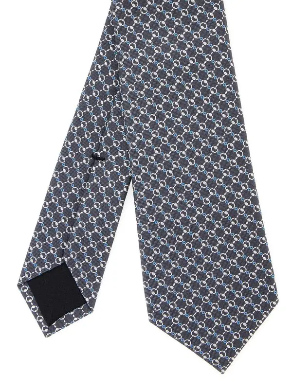 Gucci Silk Neck Tie With Horsebit Print