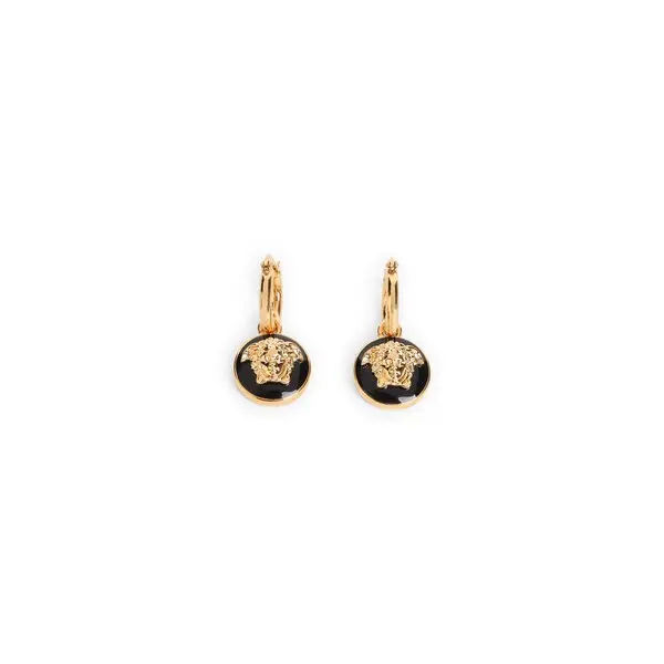 Versace Gold Brass Medusa Embossed Stud Earrings - Multicolor