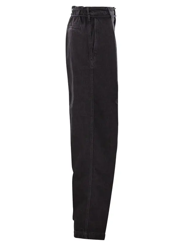 Sportmax Denim Jeans With Tubular Belt - Black