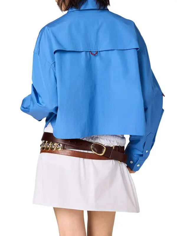 Miu Miu Cotton Poplin Mini Skirt With Logo