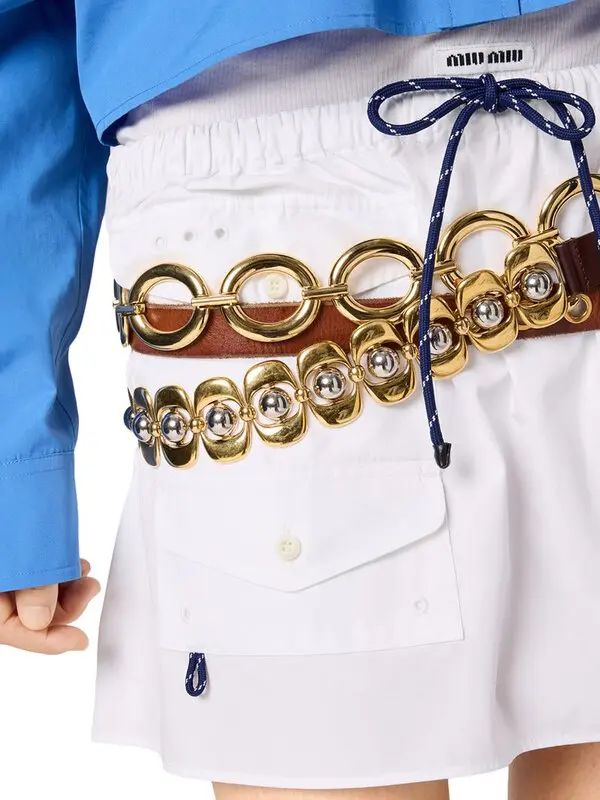 Miu Miu Cotton Poplin Mini Skirt With Logo