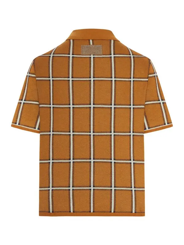 Guest In Residence Linen And Silk Blend Polo Shirt With Check Pattern