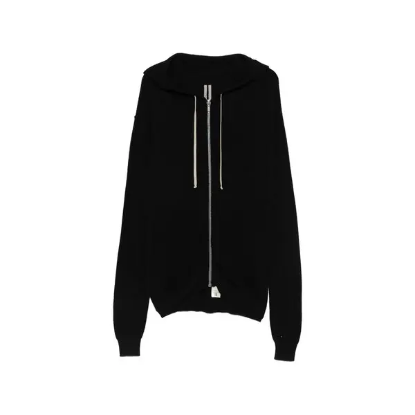 Rick Owens Ribbed Knit Zip-up Hooded Cardigan - Black